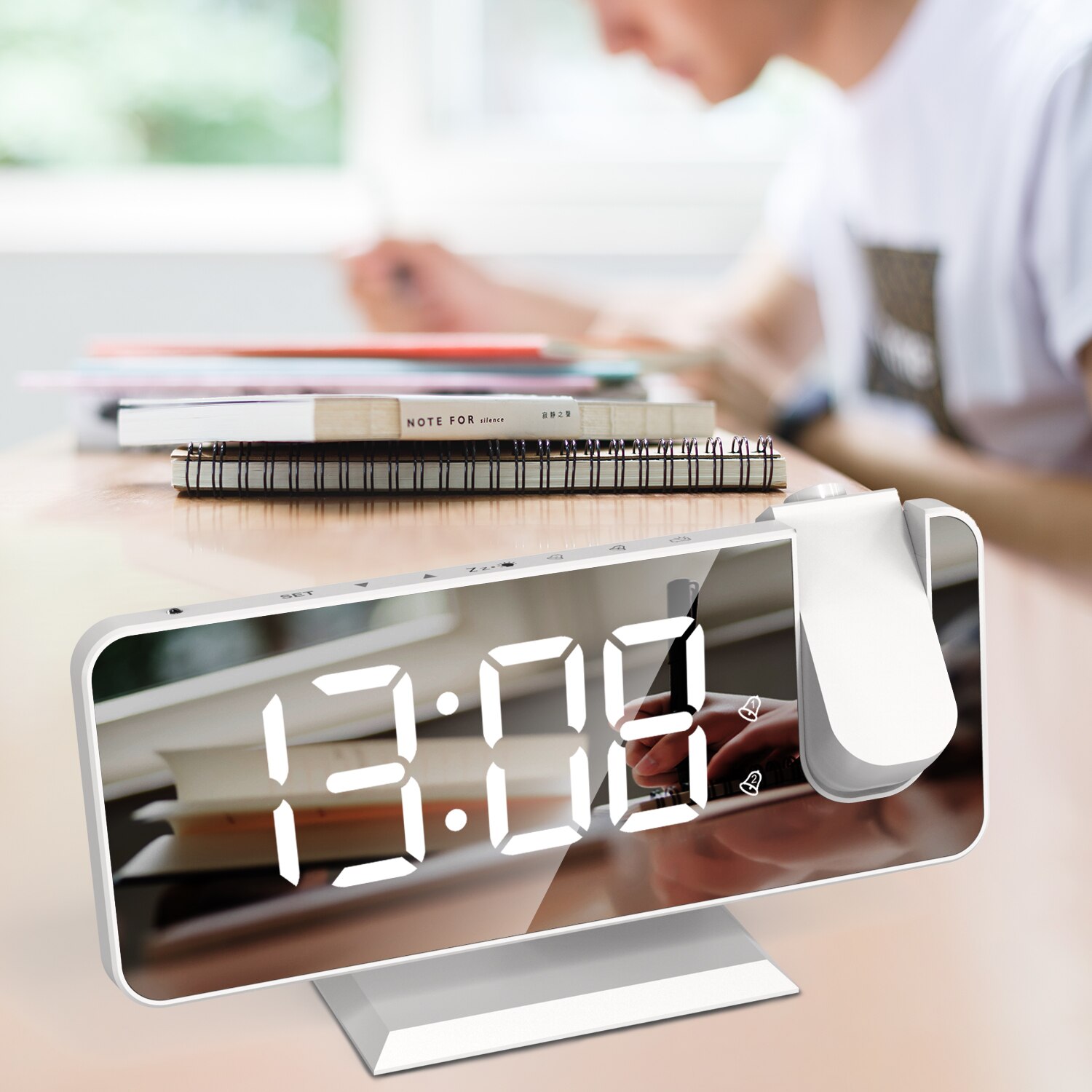 Ceas digital LED cu proiectie ora pe tavan/perete, Alarma duala, Port ...