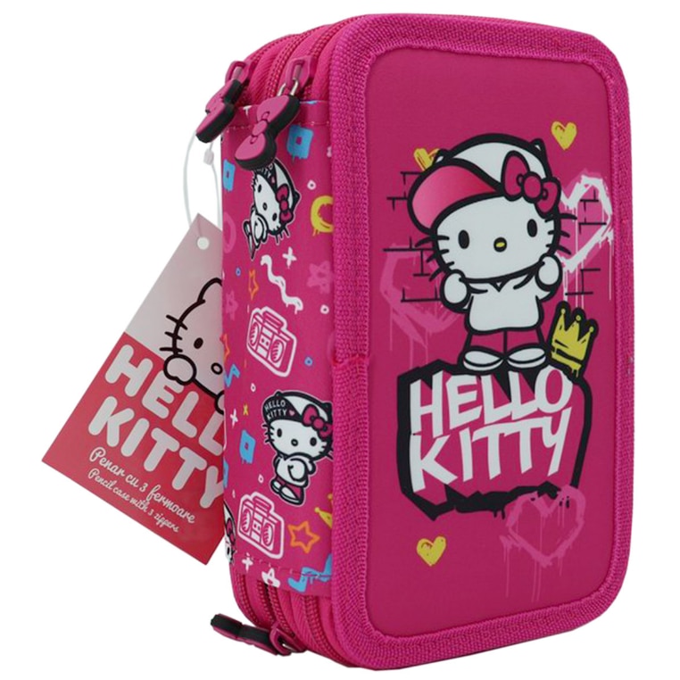 Penar neechipat 3 fermoare Hello Kitty roz - HKPE2303-2 - eMAG.ro