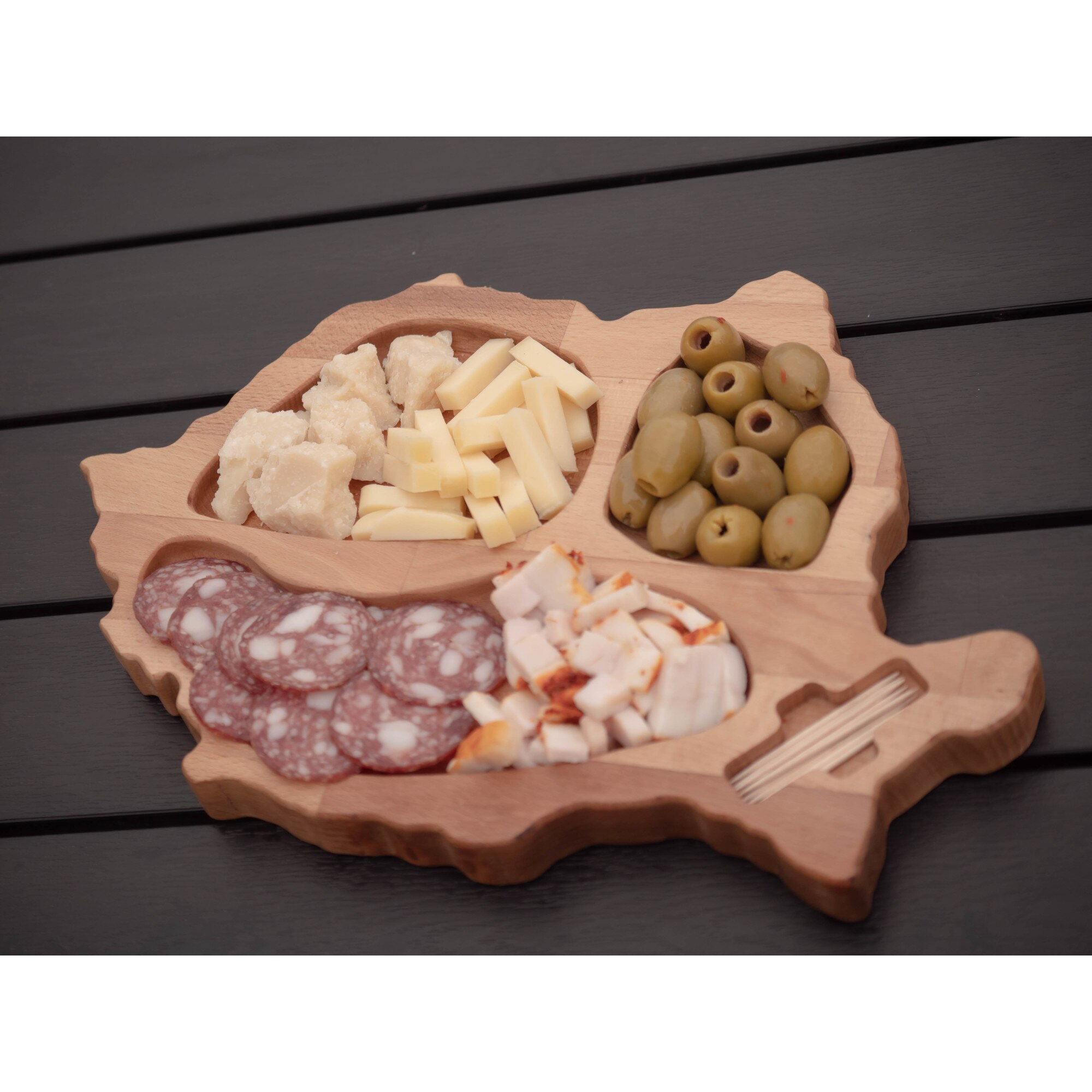 Tava de Servit Rustica de forma Romaniei cu Compartimente pentru ...