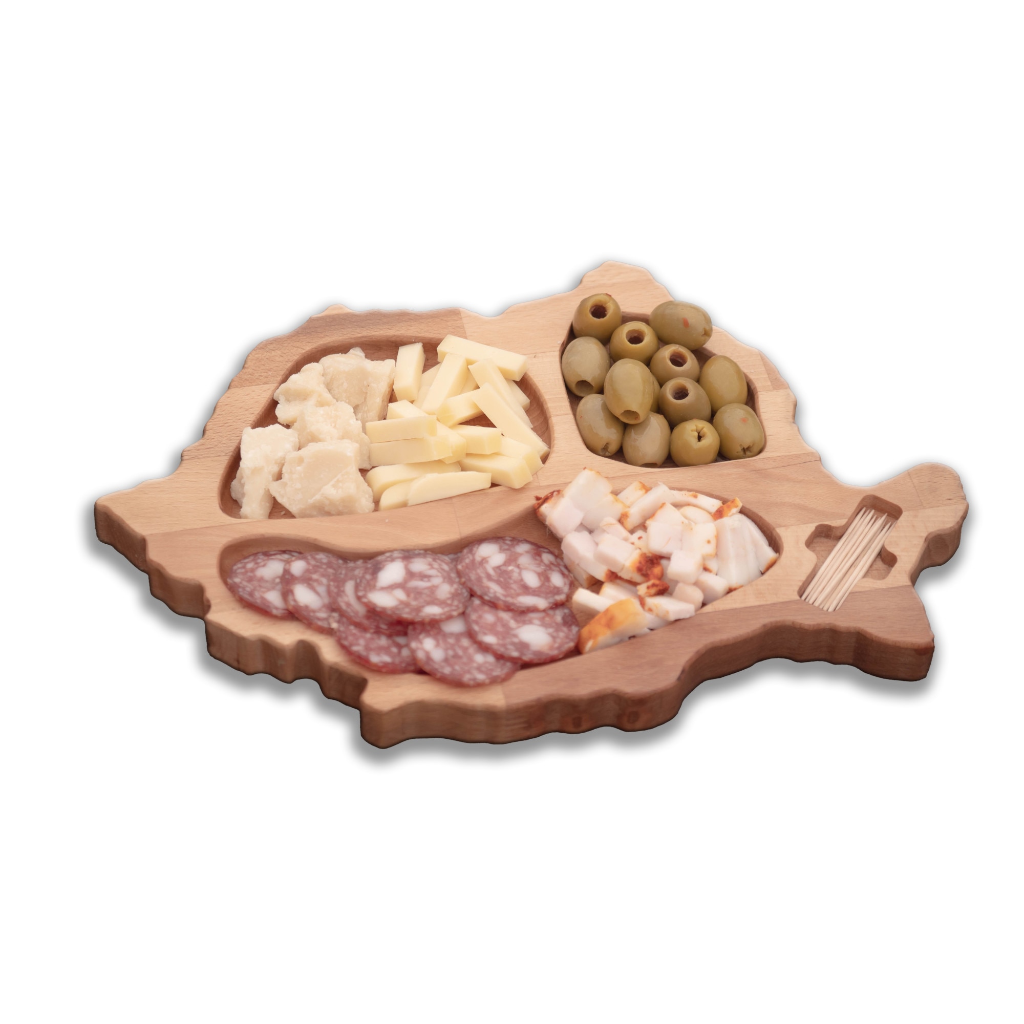 Tava de Servit Rustica de forma Romaniei cu Compartimente pentru ...