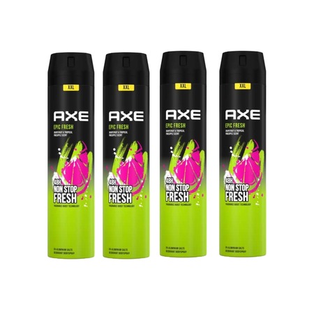 Комплект от 4 дезодоранта спрей AXE Epic Fresh XXL 250 мл, аромат на ...