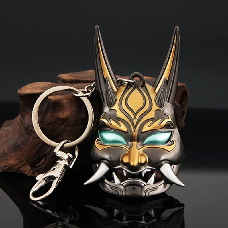 Breloc cu masca demon anime, model japonez, tematica guess who, negru ...