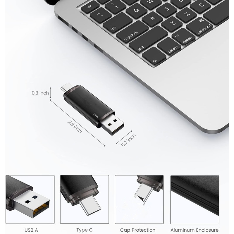 Stick USB, Phojiadan, USB/USB-C, 128GB, Negru - eMAG.ro