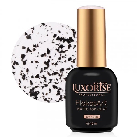 Top Coat LUXORISE - FlakesArt MATTE Noir Elegance 10ml - eMAG.ro