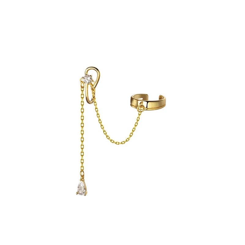 Cercel ear cuff argint 925 Delis, JW993, model cu lant pentru urechea ...