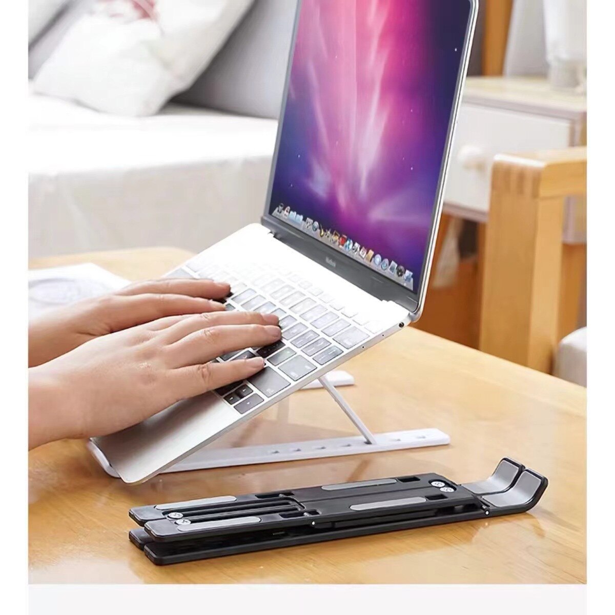 Stand pentru laptop, Aluminiu, Pliabil, Argintiu - eMAG.ro