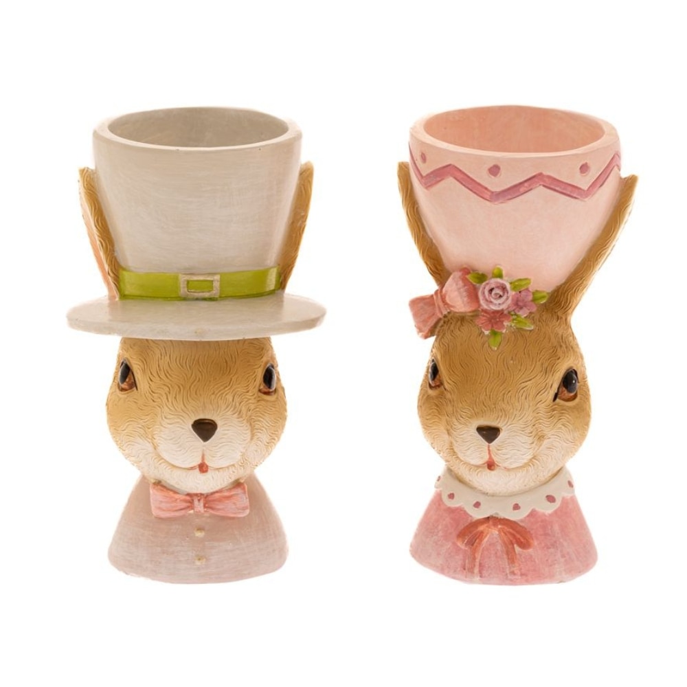 Set 2 decoratiuni Pasti suport pentru oua iepurasi baiat si fata ...