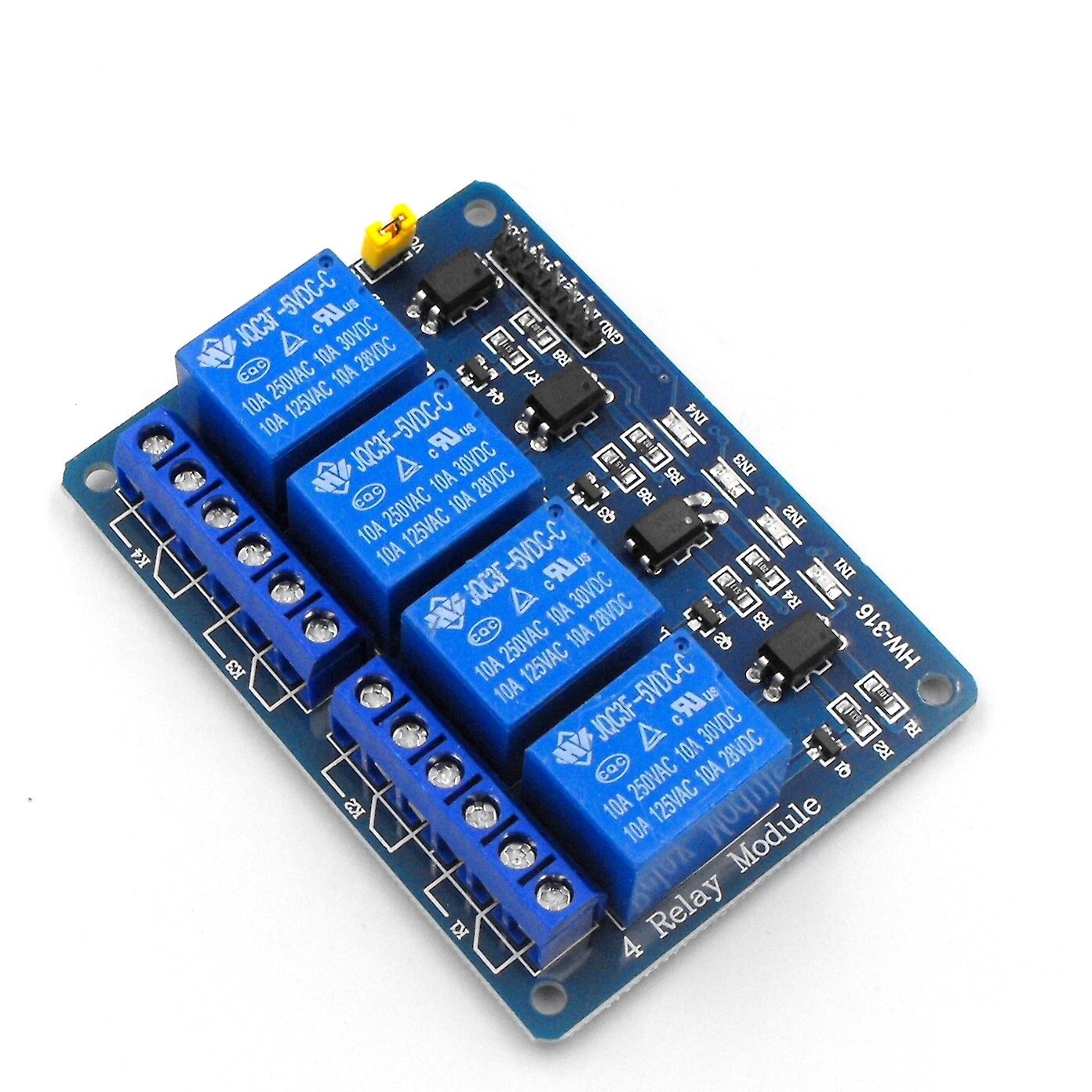 Modul releu, AJMAKER, 4 Canale, 5V, Optoizolat, LED Indicator, 10A/250V ...