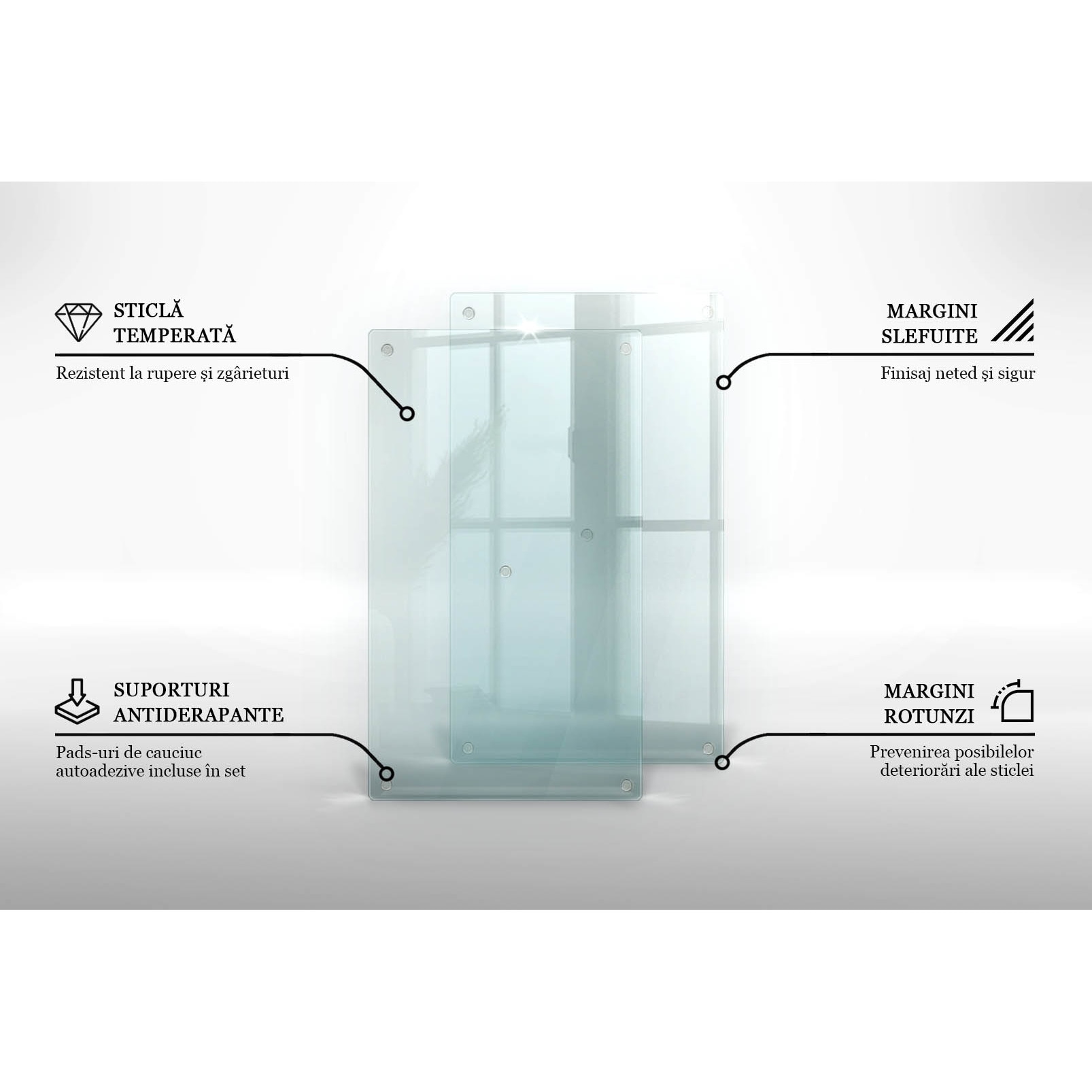 Placa de taiere din sticla, transparenta, Coloray, 2x30x52, 010010520010100000000 - eMAG.ro