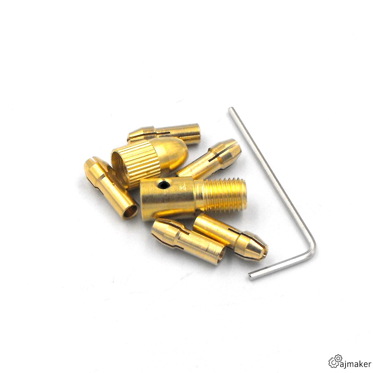 Mandrina mini bormasina, Ajmaker, Otel, Auriu, cu 5 mansoane, 0.5-3mm ...