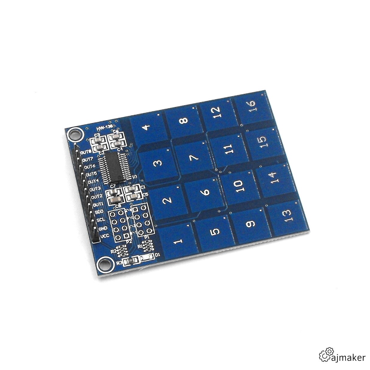 Modul tastatura TTP229, AJMAKER, Touch, 16 butoane, Albastru - eMAG.ro