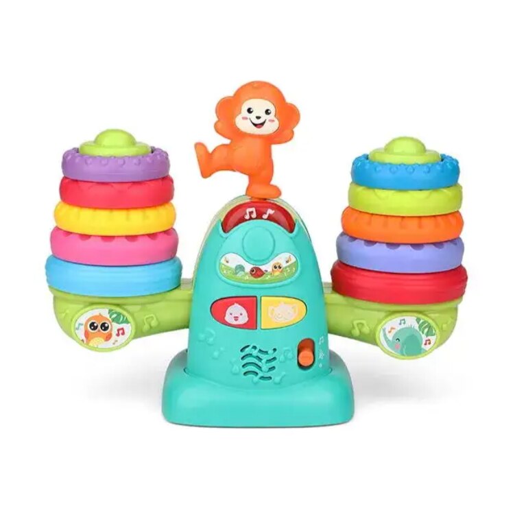 Balanta interactiva cu inele colorate si maimutica, cu efecte sonore si ...