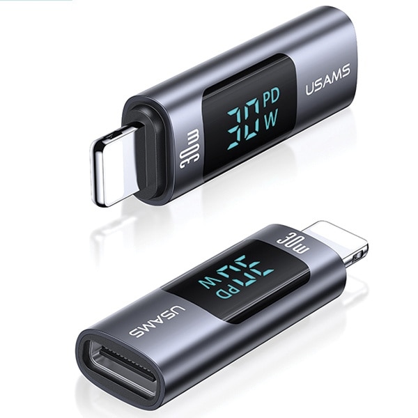 Adaptor telefon USAMS AU18, USB-C - Lightning, 480 Mbps, 30W, gri - eMAG.ro