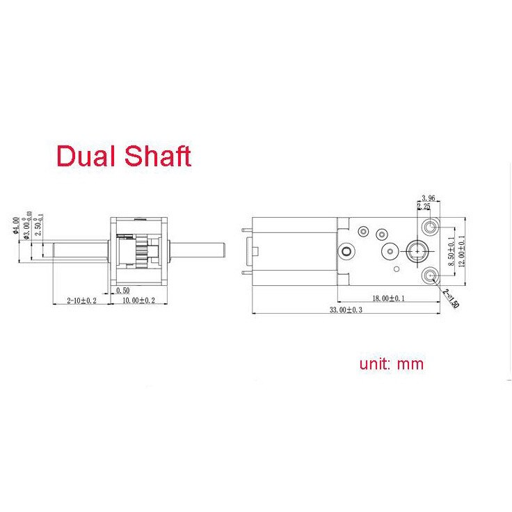 Mini motor electric cu ax dublu, Ajmaker, 15 RPM, 12 x 10 x 36 mm - eMAG.ro
