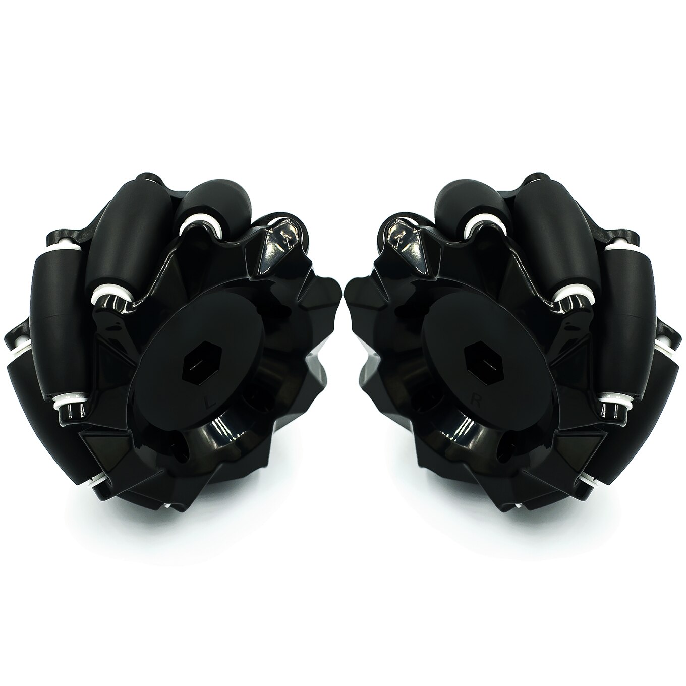 Set roti omnidirectionale mecanum Ajmaker, 90 mm, Stanga/Dreapta, Negru ...