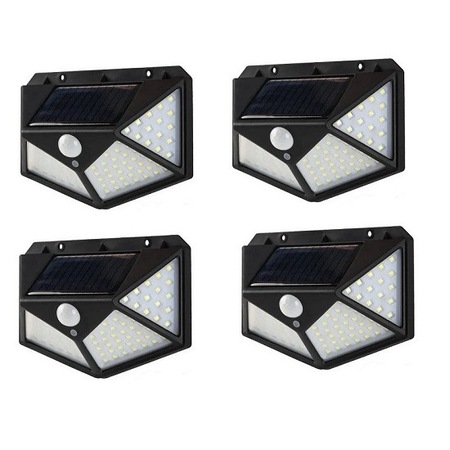 Set 4 Lampi Solare Exterior De Gradina, Cu Senzor De Miscare, Incarcare Solara, Negru, Miromoto ...