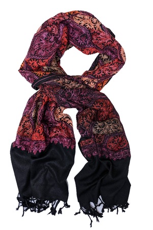 Esarfa Cara negru de lana reversibil cu broderie hand made India 70x200 ...
