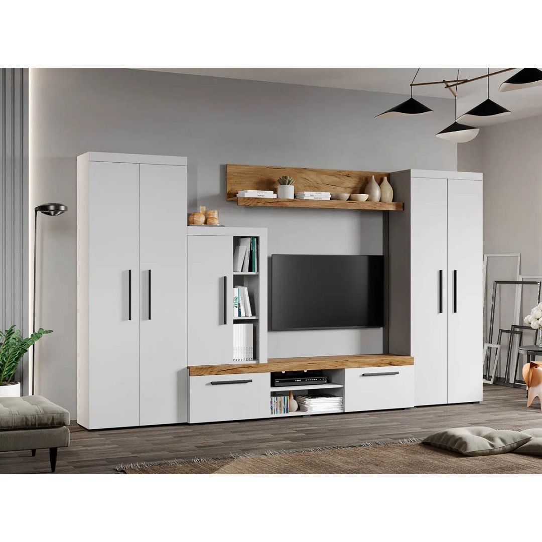 Set Living, Alb cu Stejar Auriu, Olaf, C02, L 315, 2 x A 35, 2 x H 182 ...