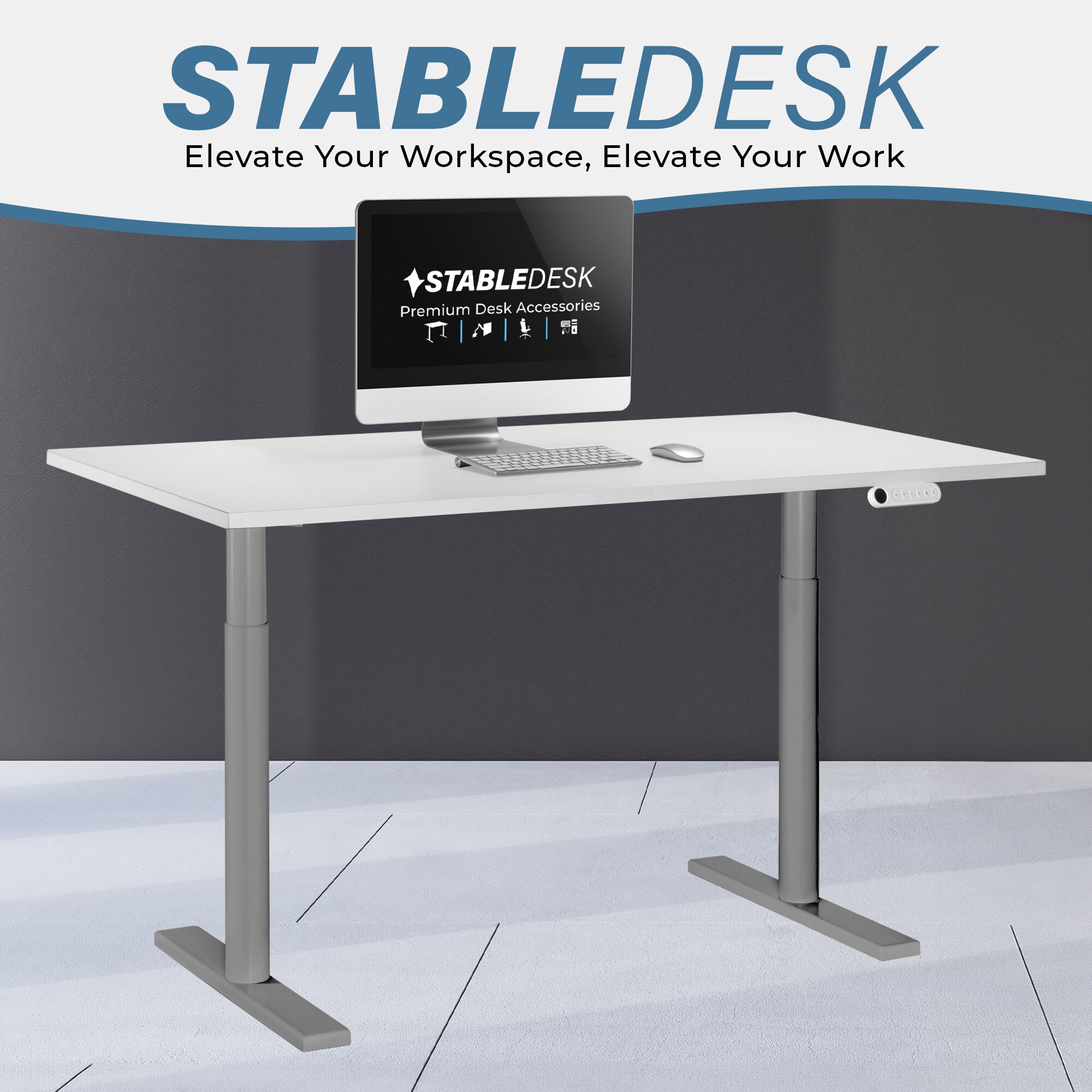 Cadru birou reglabil electric StableDesk Infinity, 2 motoare, Pana la ...