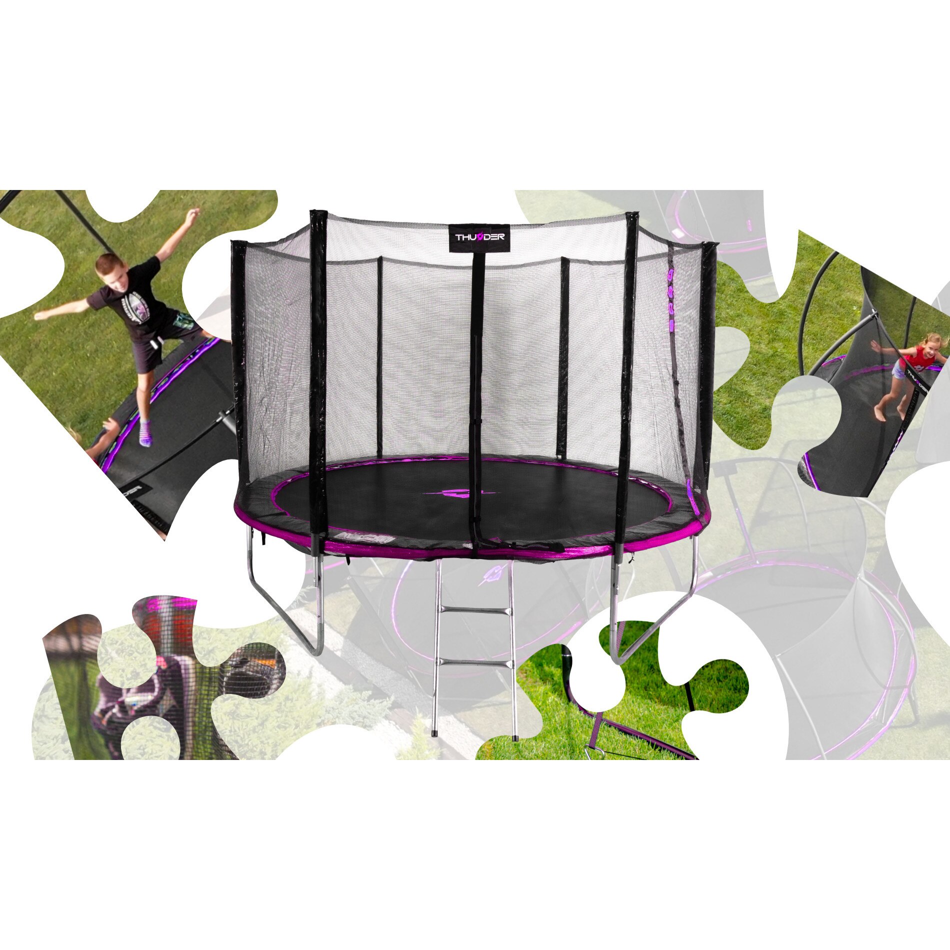 Trambulina de gradina pentru copii, Thunder, Outside Pro 6Ft, 185cm, cu ...