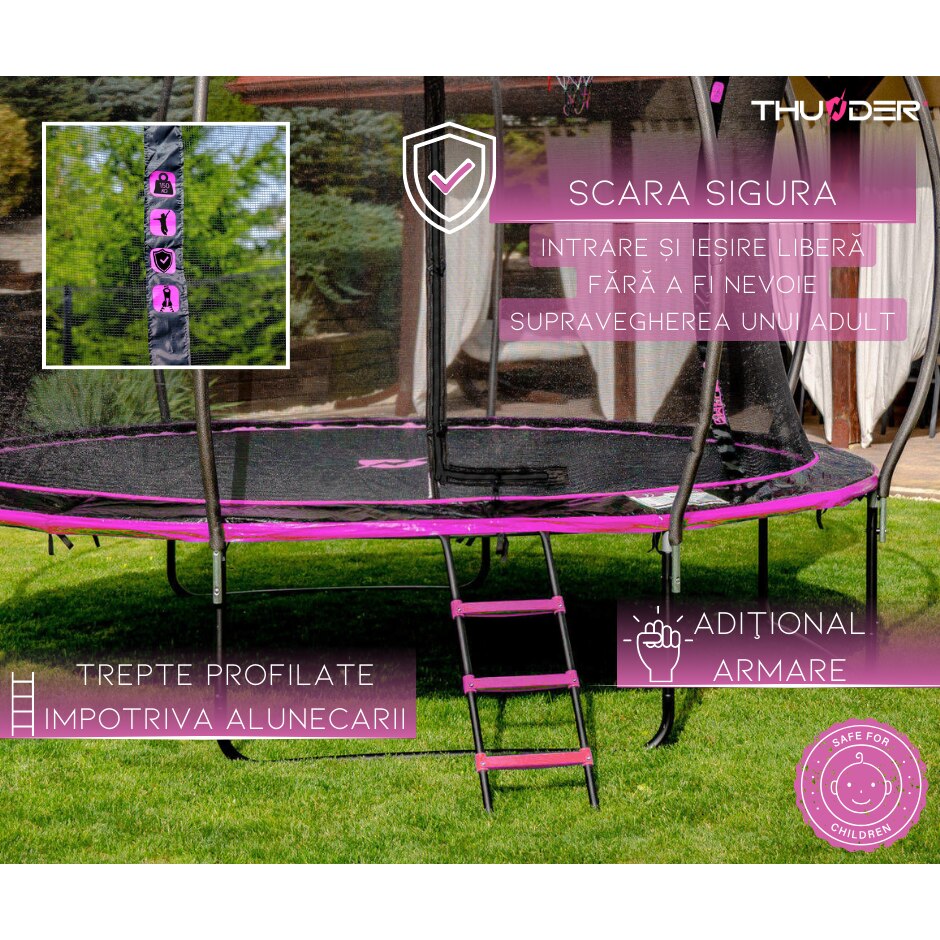 Trambulina de gradina pentru copii, Thunder, Inside Ultra 12Ft, 366 cm ...