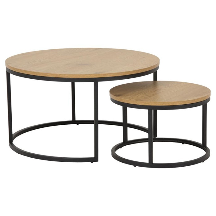 Set masuta de cafea, Spiro, maro, lemn si metal, H.44.5 cm - eMAG.ro