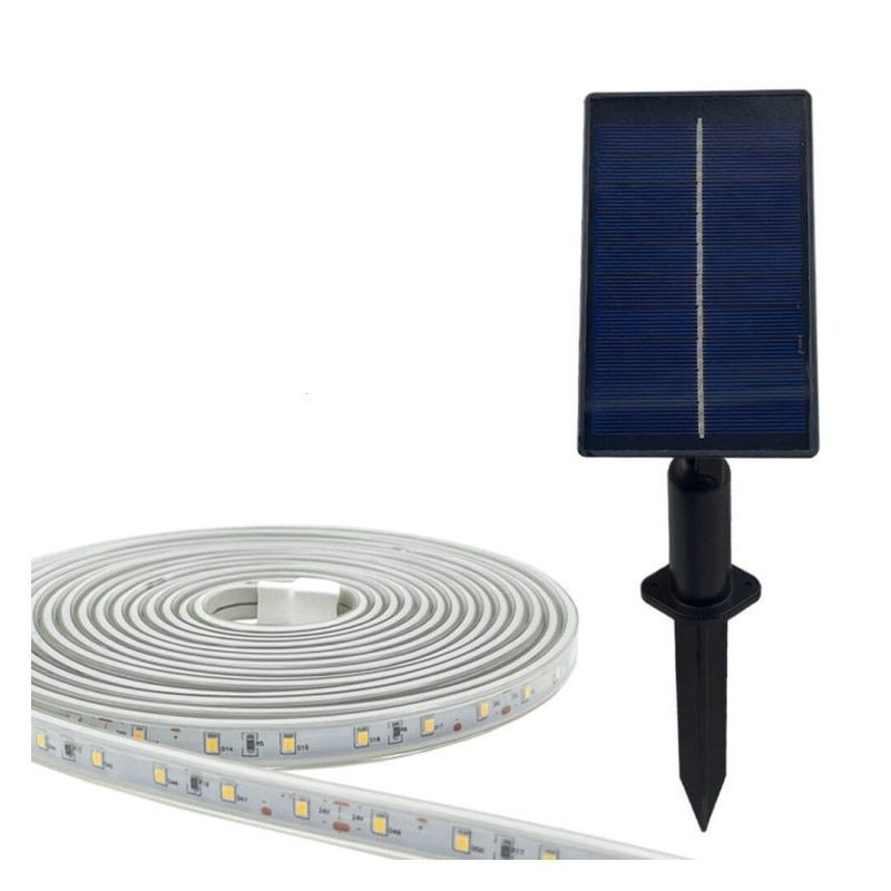 Banda Led Solara Exterior 5 metri 3.2V 1800mAH, Lumina Soarelui in aer ...