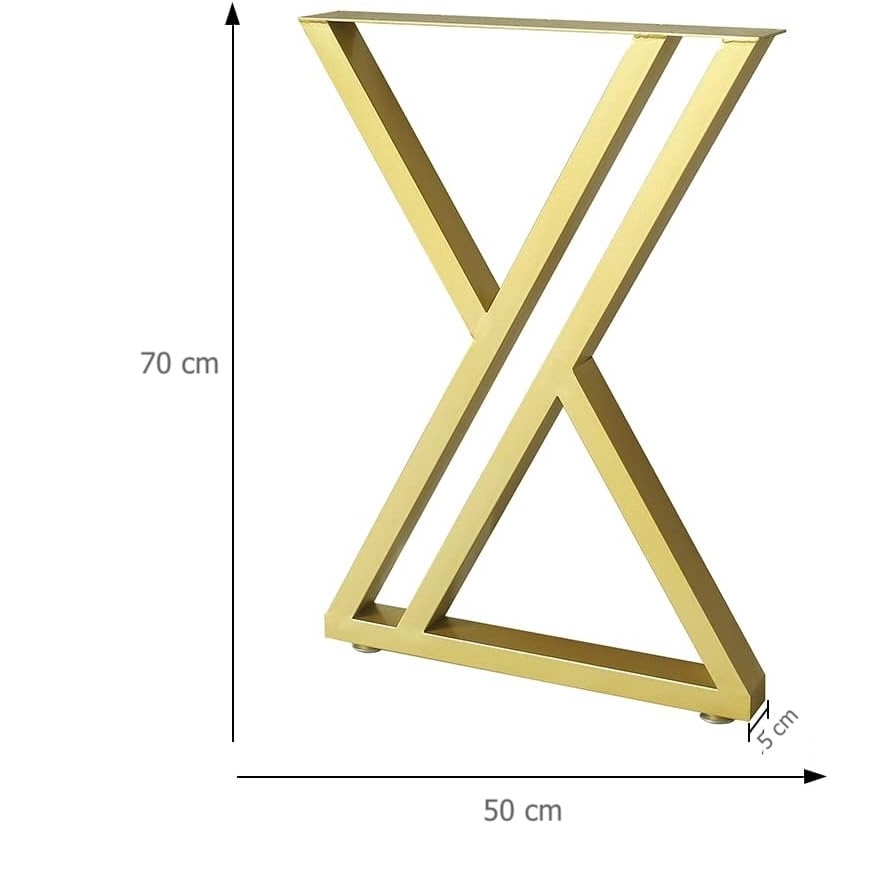 Set 2 x Picioare Metalice pentru Masa sau Birou, Aurii, 50 x 70 cm ...