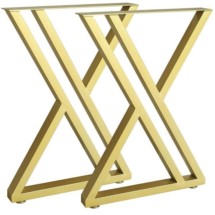 Set 2 x Picioare Metalice pentru Masa sau Birou, Aurii, 50 x 70 cm ...