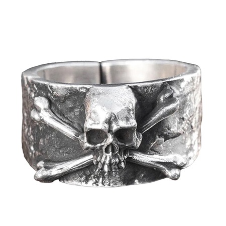 Inel retro, model amenintator cu cap de schelet, tematica pirate king ...