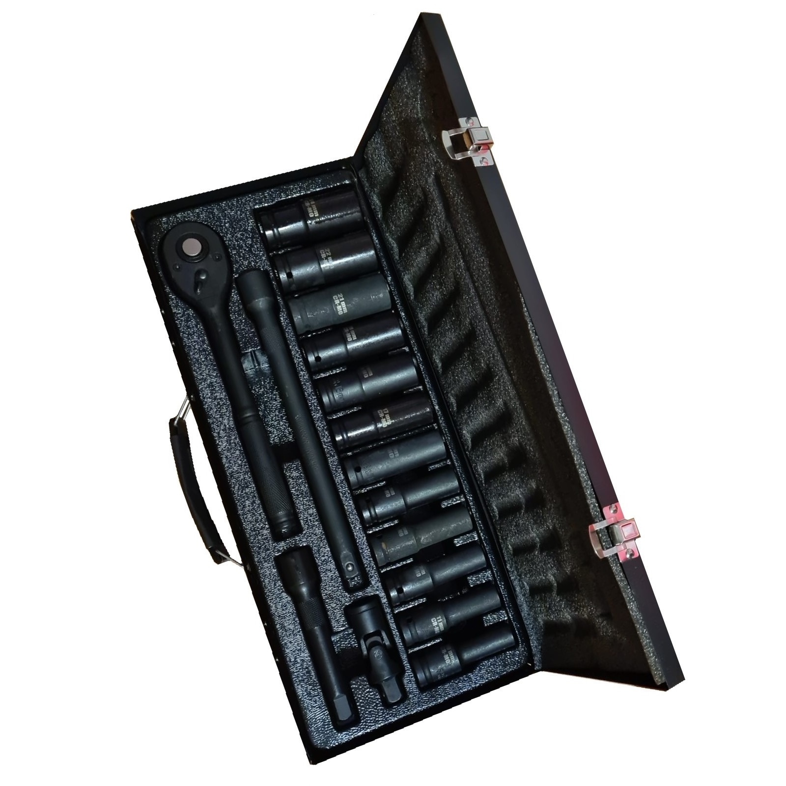 Trusa chei tubulare cu clichet, 1/2", lungi, impact, 16 piese, Otel Cr ...