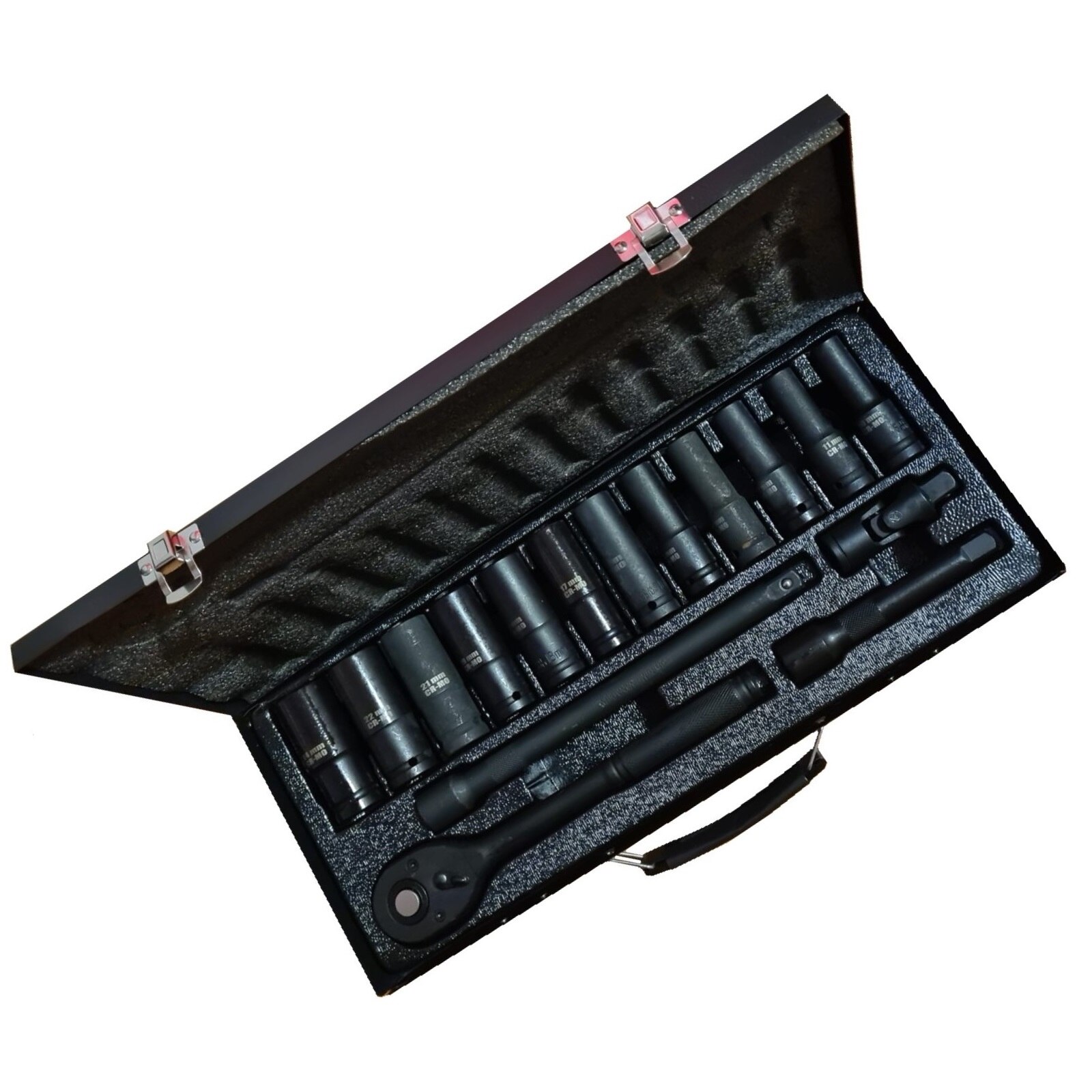 Trusa chei tubulare cu clichet, 1/2", lungi, impact, 16 piese, Otel Cr ...