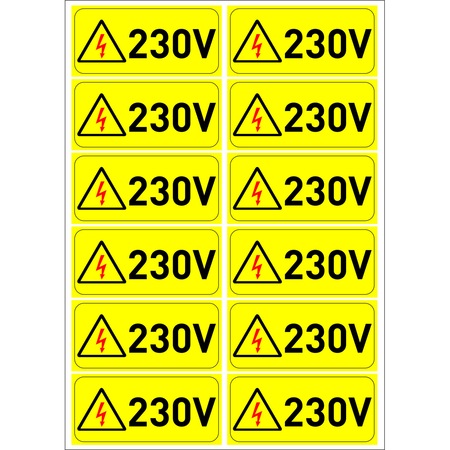 Indicator semnalizare Priza 230 V, autocolant, 9.5 x 4.5 cm, A4 set 12 ...