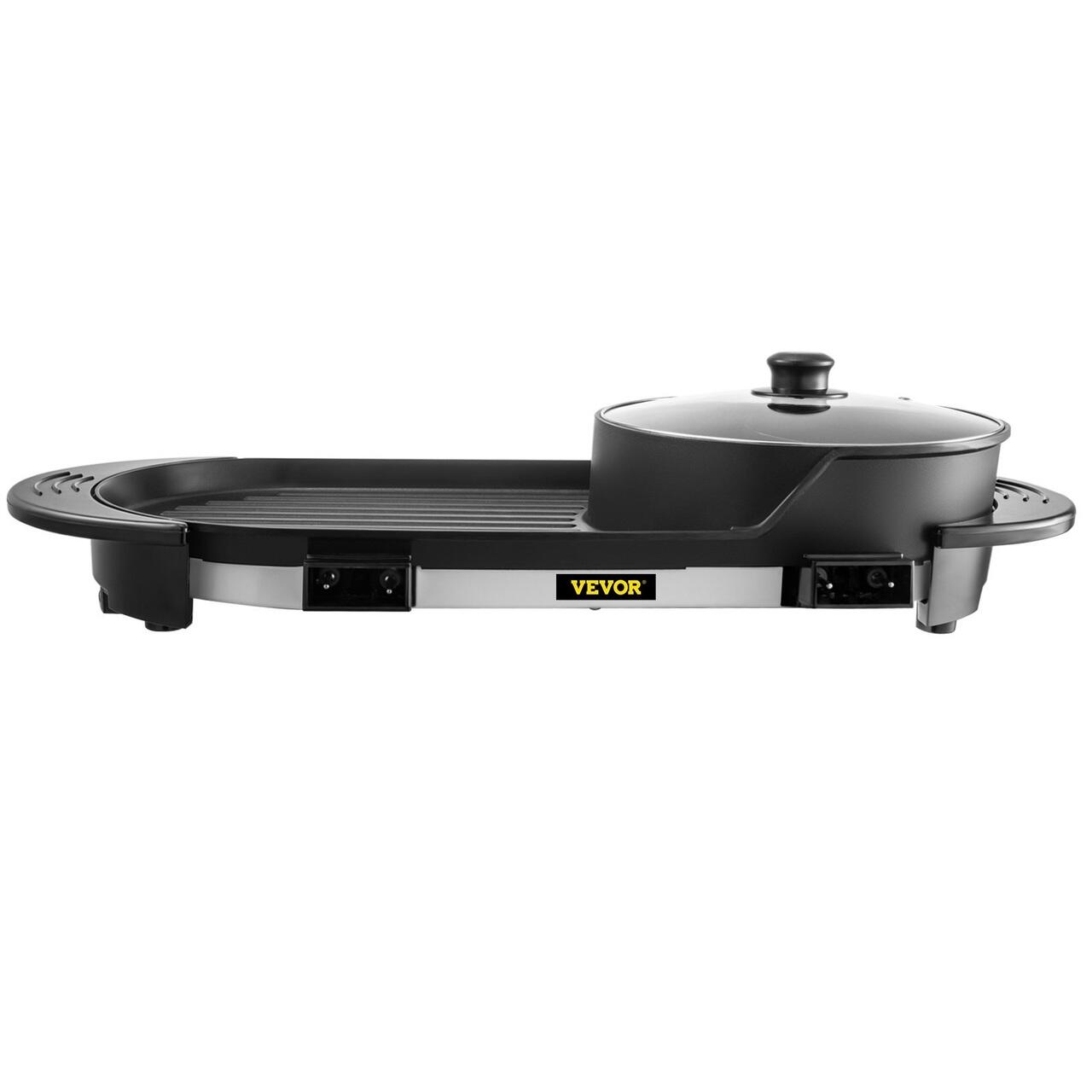 Grill electric 2 in 1 cu oala, Vevor 2200 W BBQ Teppanyaki cu control ...