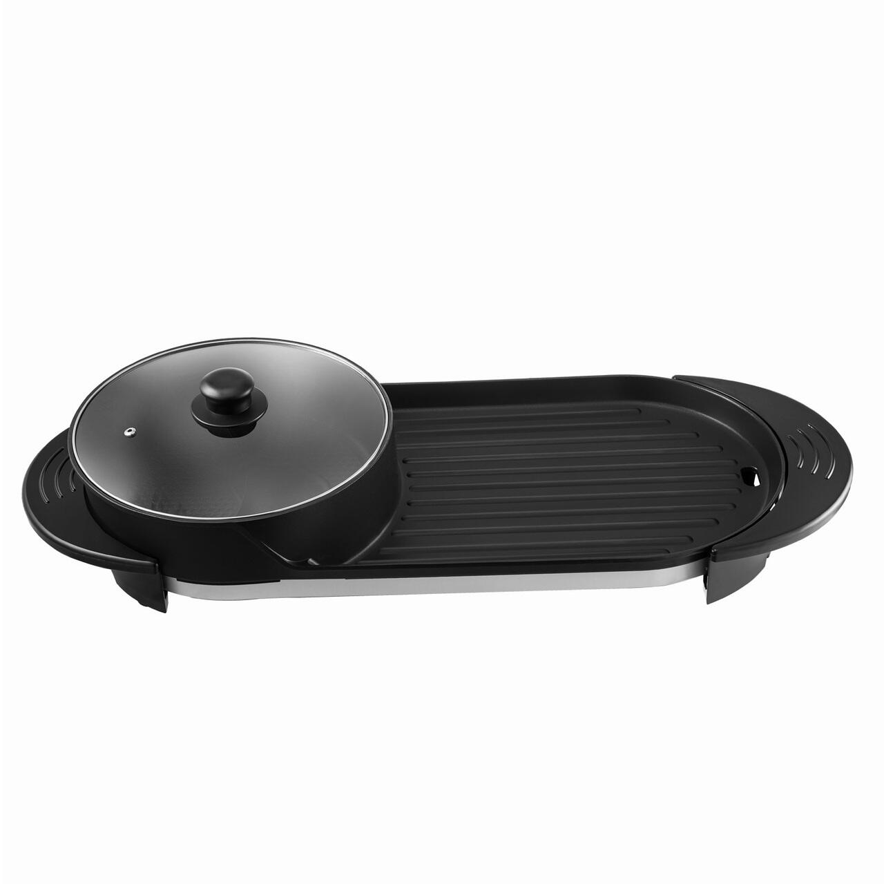Grill electric 2 in 1 cu oala, Vevor 2200 W BBQ Teppanyaki cu control ...