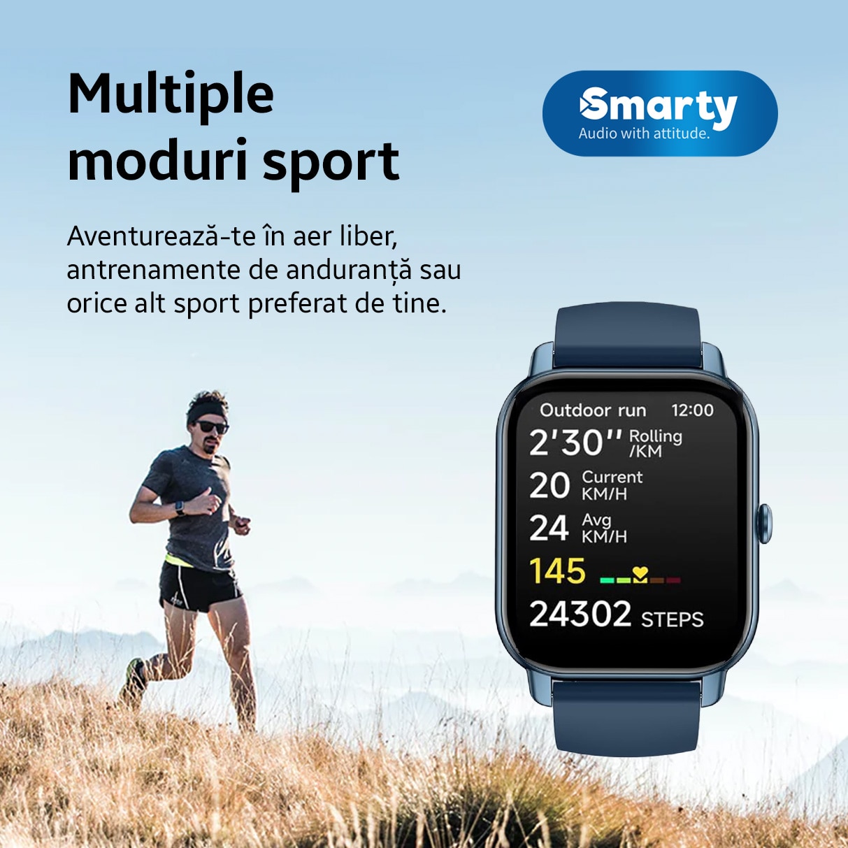 Ceas SmartWatch Smarty® Pulse, 1.85" Touch, Notificari inteligente ...