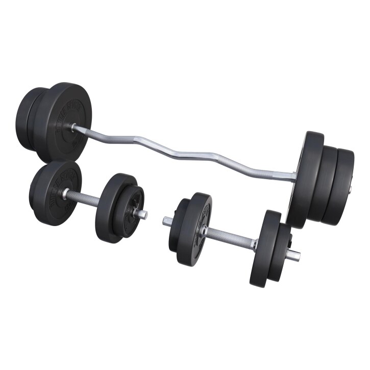 Set bara SZ si gantere cu greutati, 70 kg cu cleme, Gorilla Sports ...