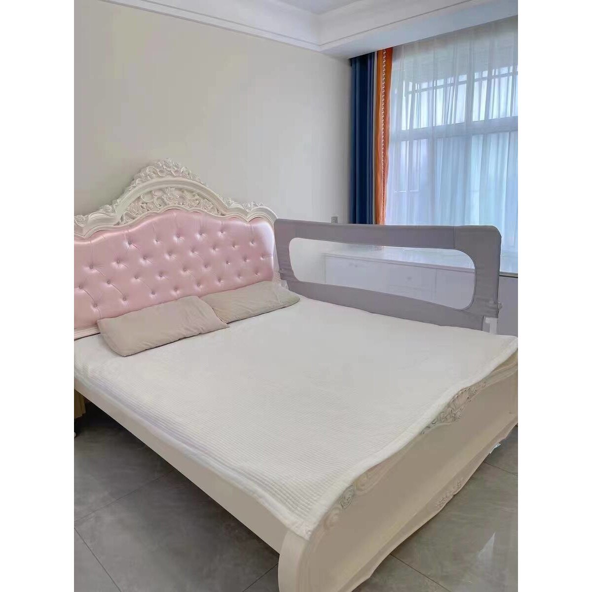 Protectie laterala pat 200 cm Mapajoy, Rabatabila, Inaltime ajustabila ...