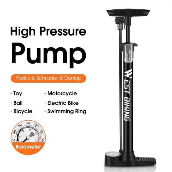 Pompa manuala West Biking, cu manometru pentru afisarea presiunii ...