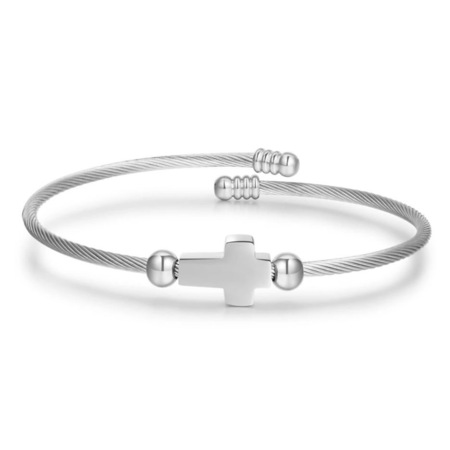 Bratara Cross pentru Barbati, Rigida, Stainless-Steel, Ajustabila ...