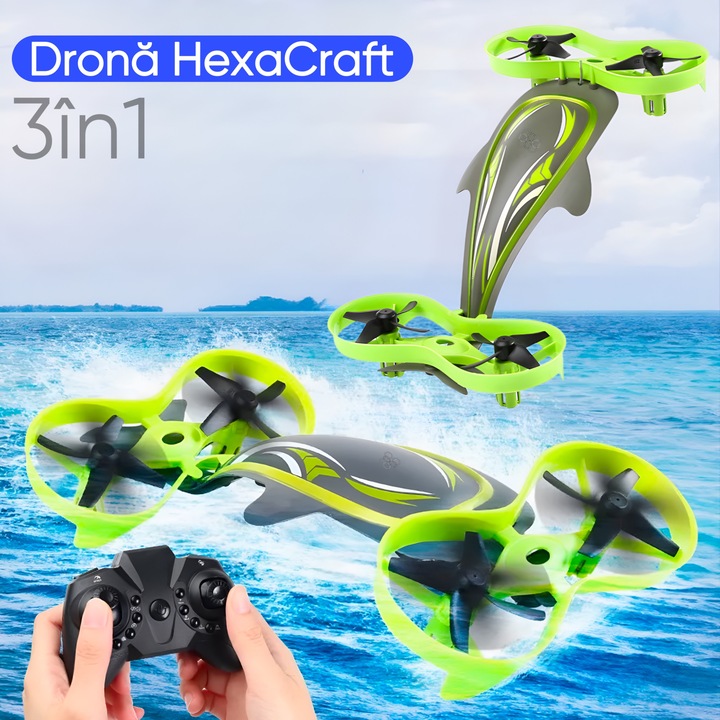 Drona de jucarie pentru copii sau Adulti 3in 1, HexaCraft, model HC ...