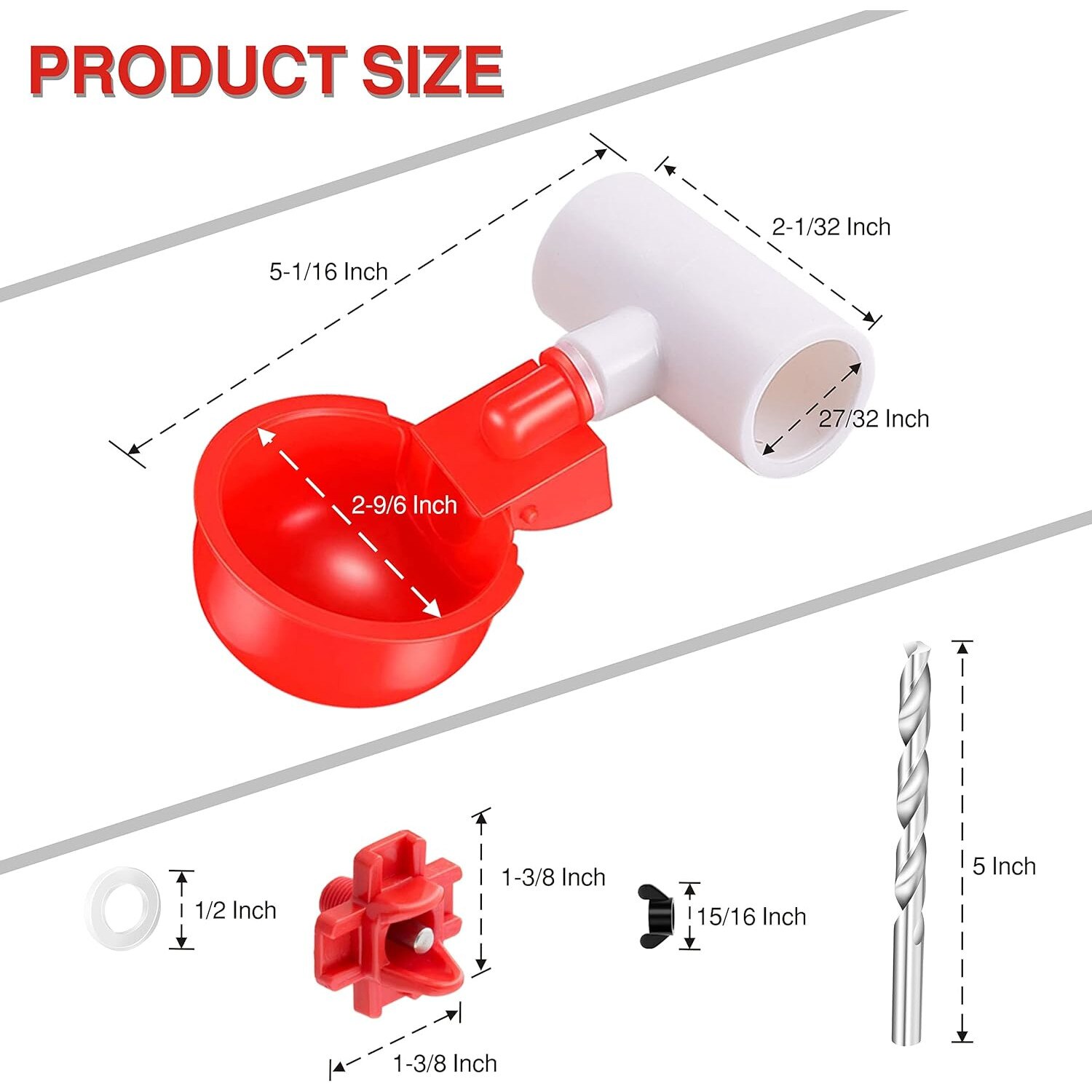 Set de adapatoare pentru pasari de curte Excitat® 12 piese, rosu - eMAG.ro
