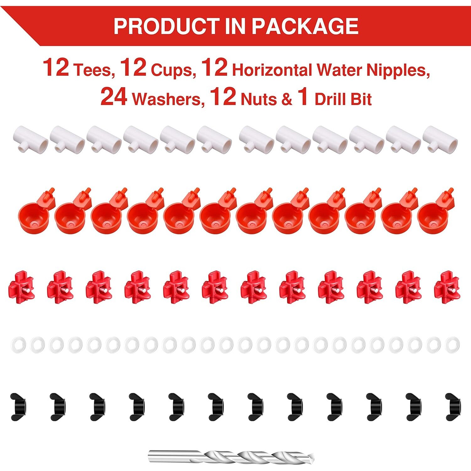 Set de adapatoare pentru pasari de curte Excitat® 12 piese, rosu - eMAG.ro