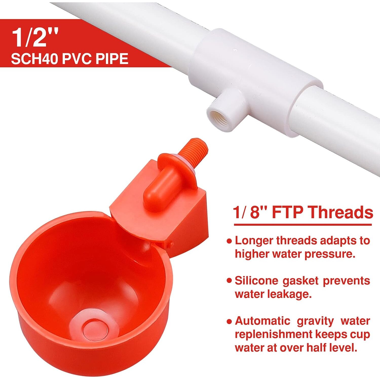 Set de adapatoare pentru pasari de curte Excitat® 12 piese, rosu - eMAG.ro