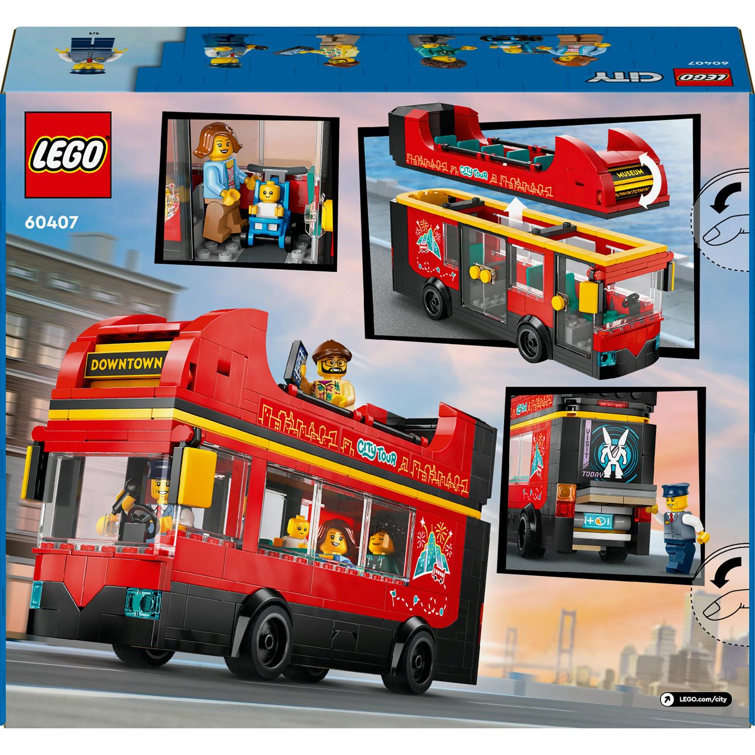 LEGO® City - Autobuz turistic rosu cu etaj 60407, 384 piese - eMAG.ro