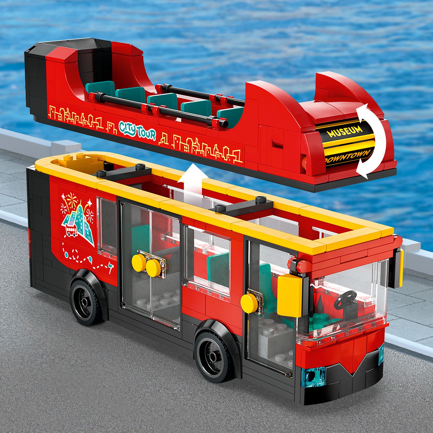 LEGO® City - Autobuz turistic rosu cu etaj 60407, 384 piese - eMAG.ro