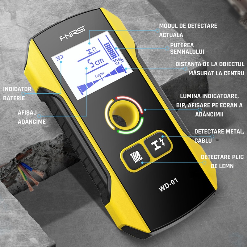 Detector Digital Localizare Cabluri Lemn Tevi in Perete, TAITAVA WD-01 ...