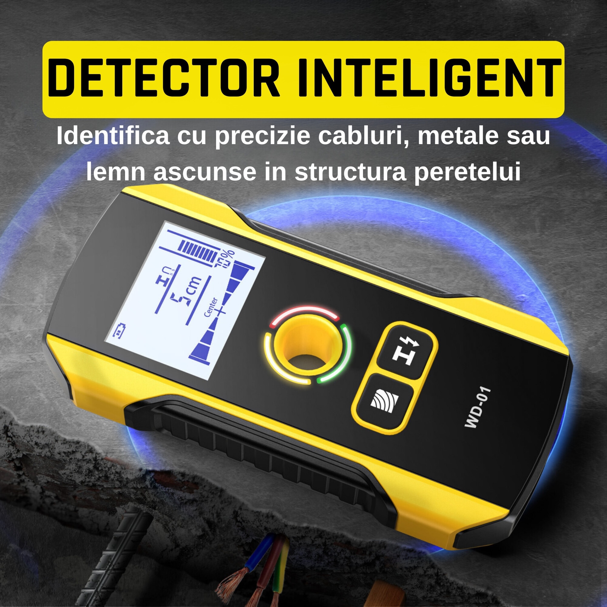 Detector Digital Localizare Cabluri Lemn Tevi in Perete, TAITAVA WD-01 ...
