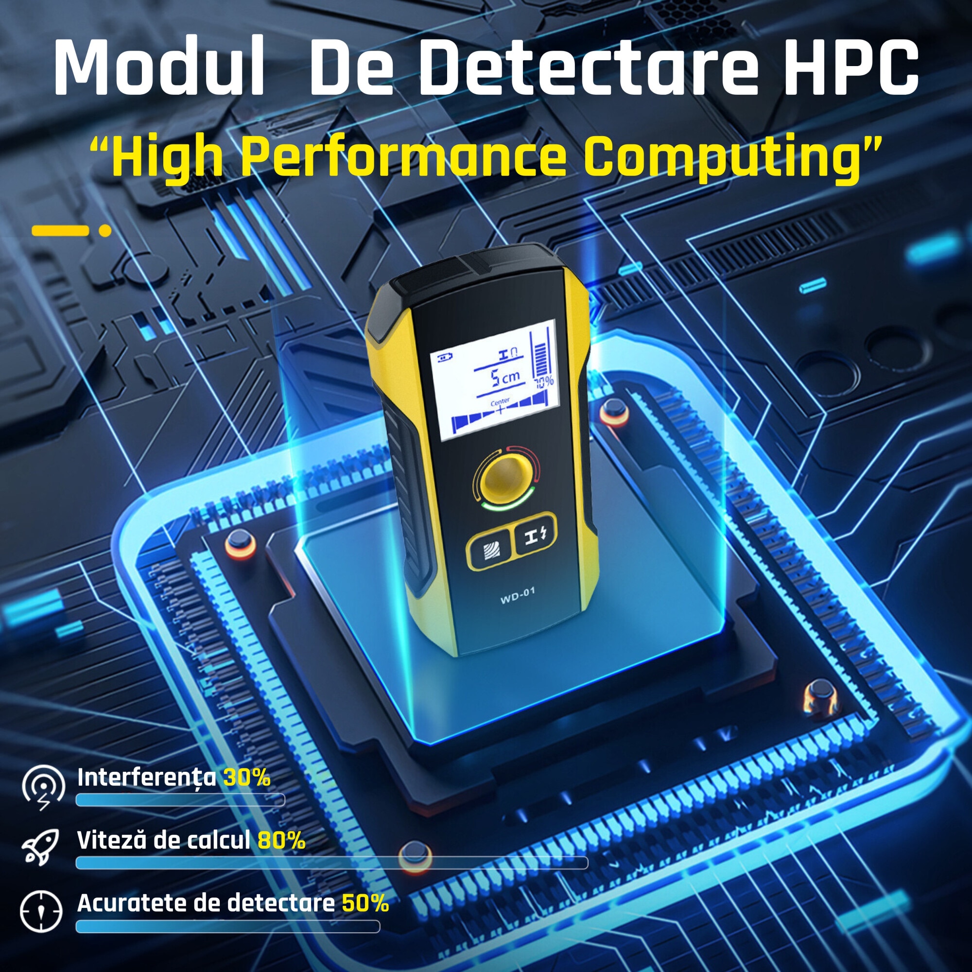 Detector Digital Localizare Cabluri Lemn Tevi in Perete, TAITAVA WD-01 ...