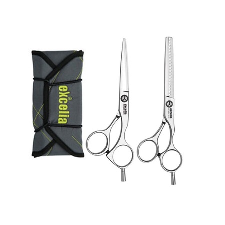 6 инча текстурирани ножици + 6 инча офсетни ножици + текстилна дръжка, Kasho Set Excelia - eMAG.bg